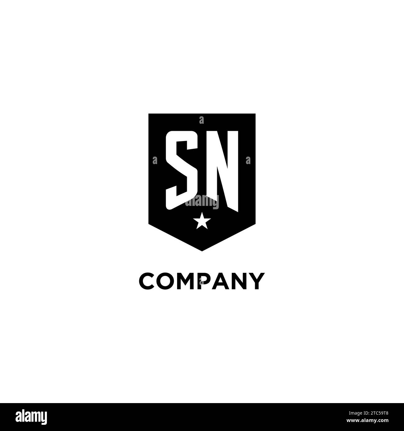 SN monogram initial logo with geometric shield and star icon design style ideas Stock Vector ...