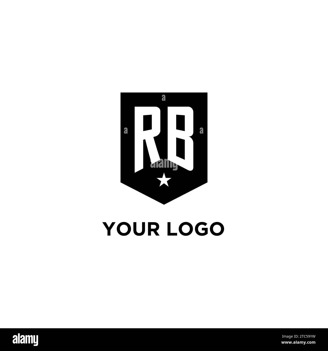 RB monogram initial logo with geometric shield and star icon design style ideas Stock Vector ...