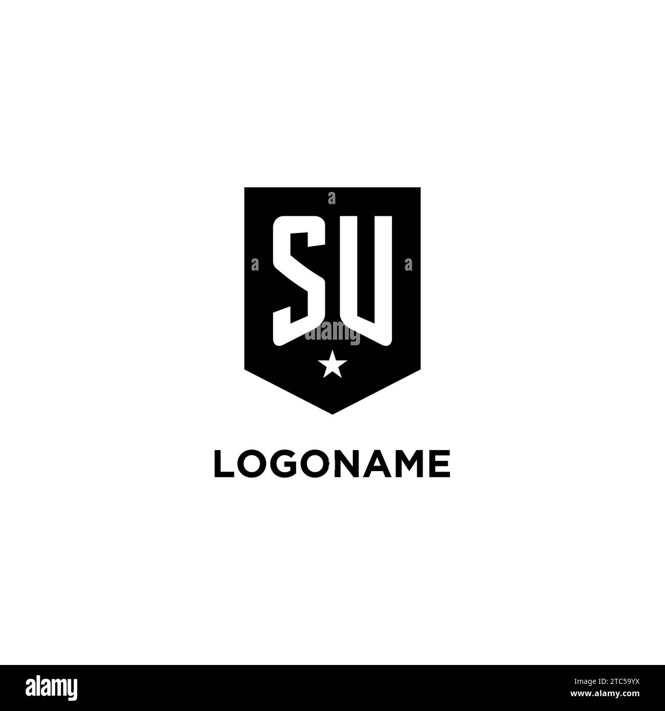 Letter su shield shape logo hi-res stock photography and images - Alamy