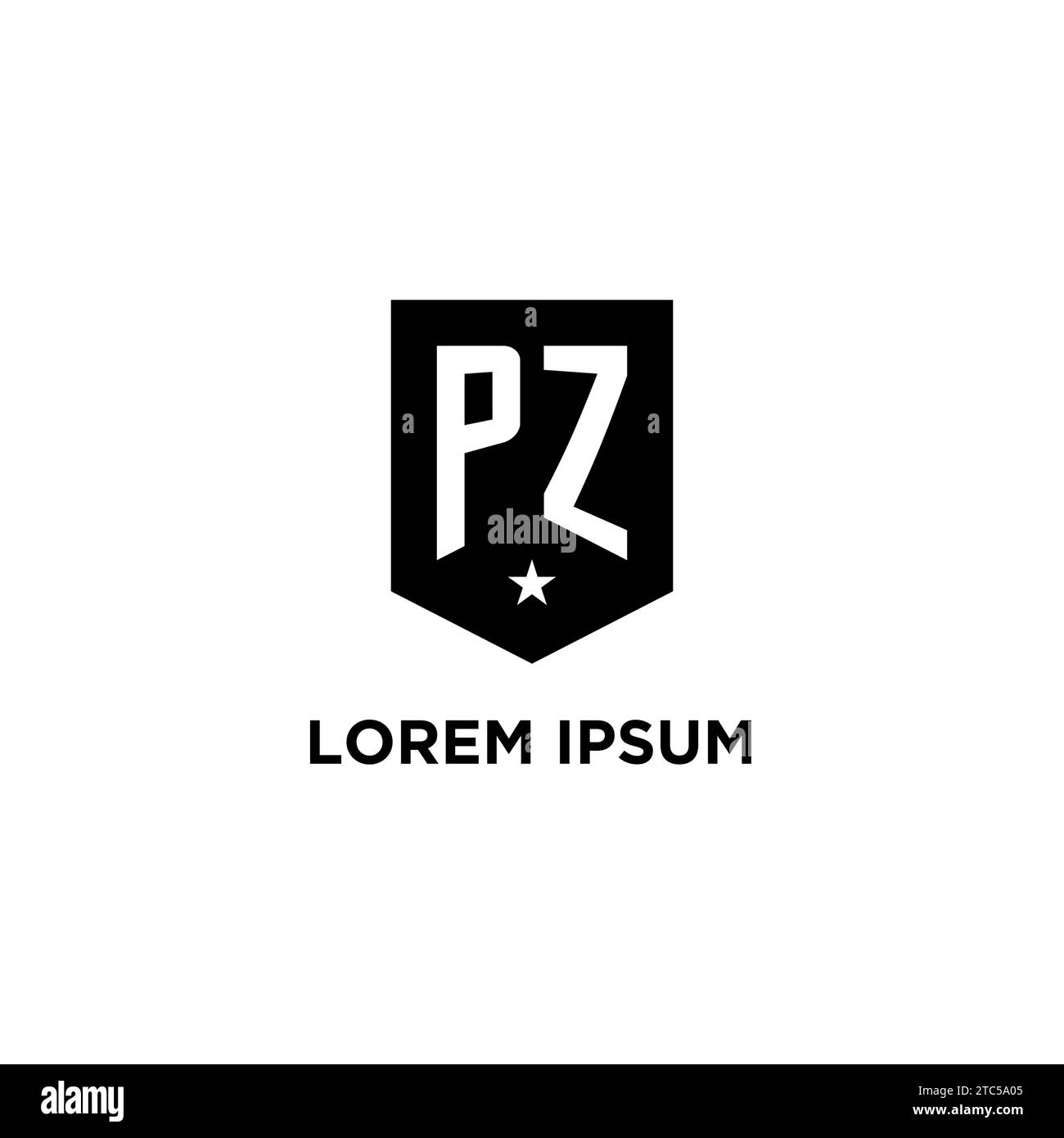 PZ monogram initial logo with geometric shield and star icon design style ideas Stock Vector ...