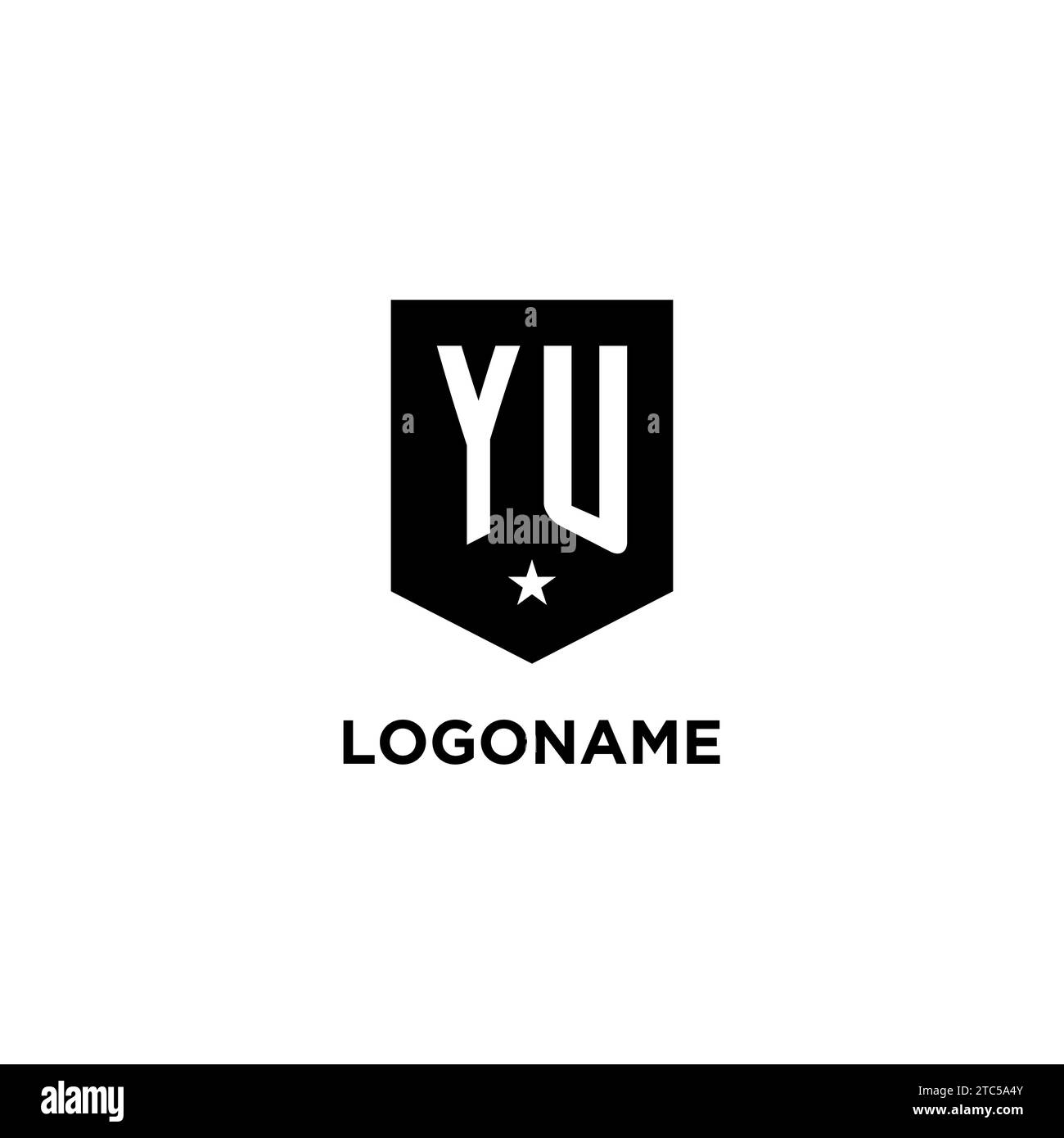 YU monogram initial logo with geometric shield and star icon design style ideas Stock Vector ...
