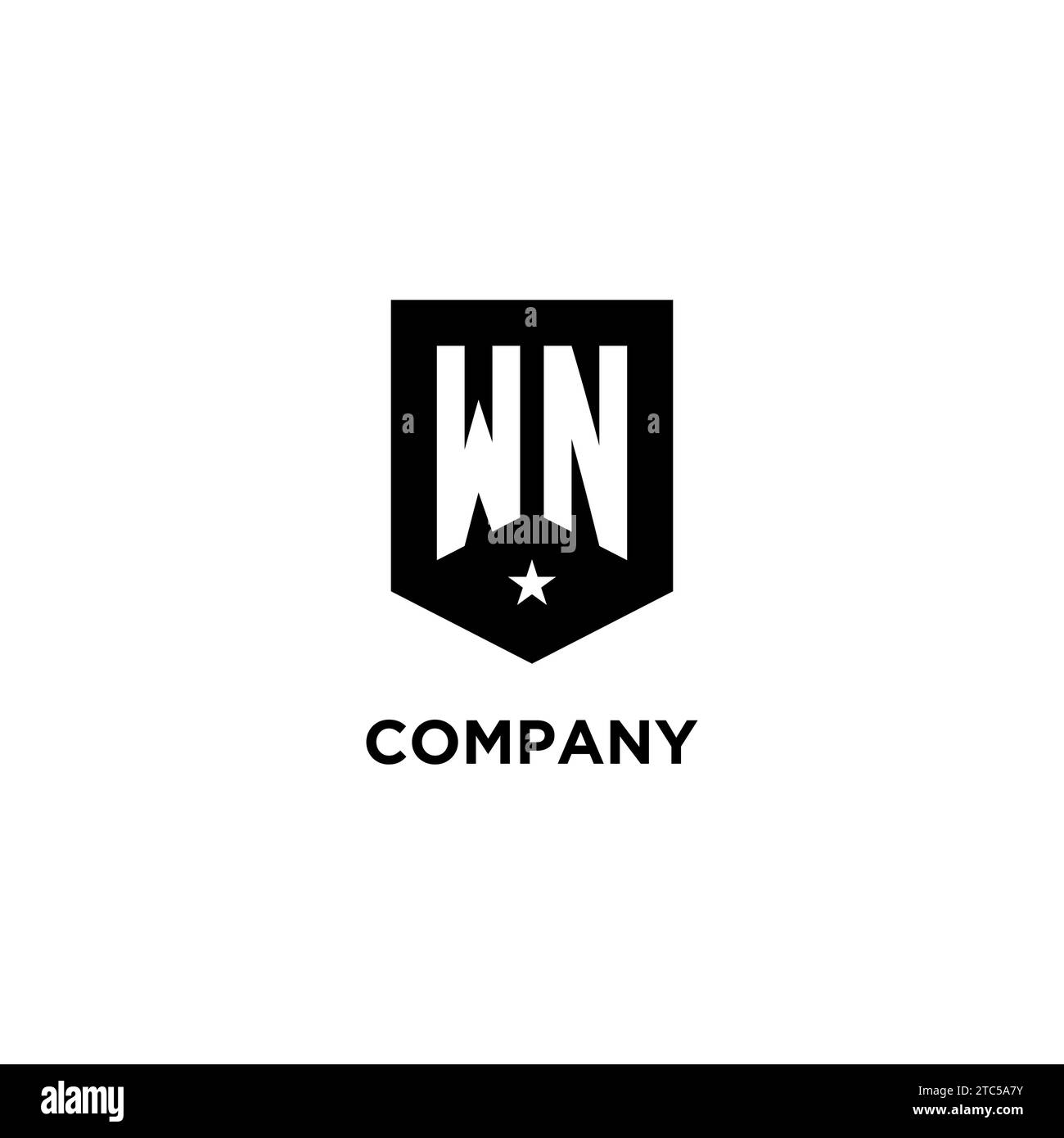 WN monogram initial logo with geometric shield and star icon design ...