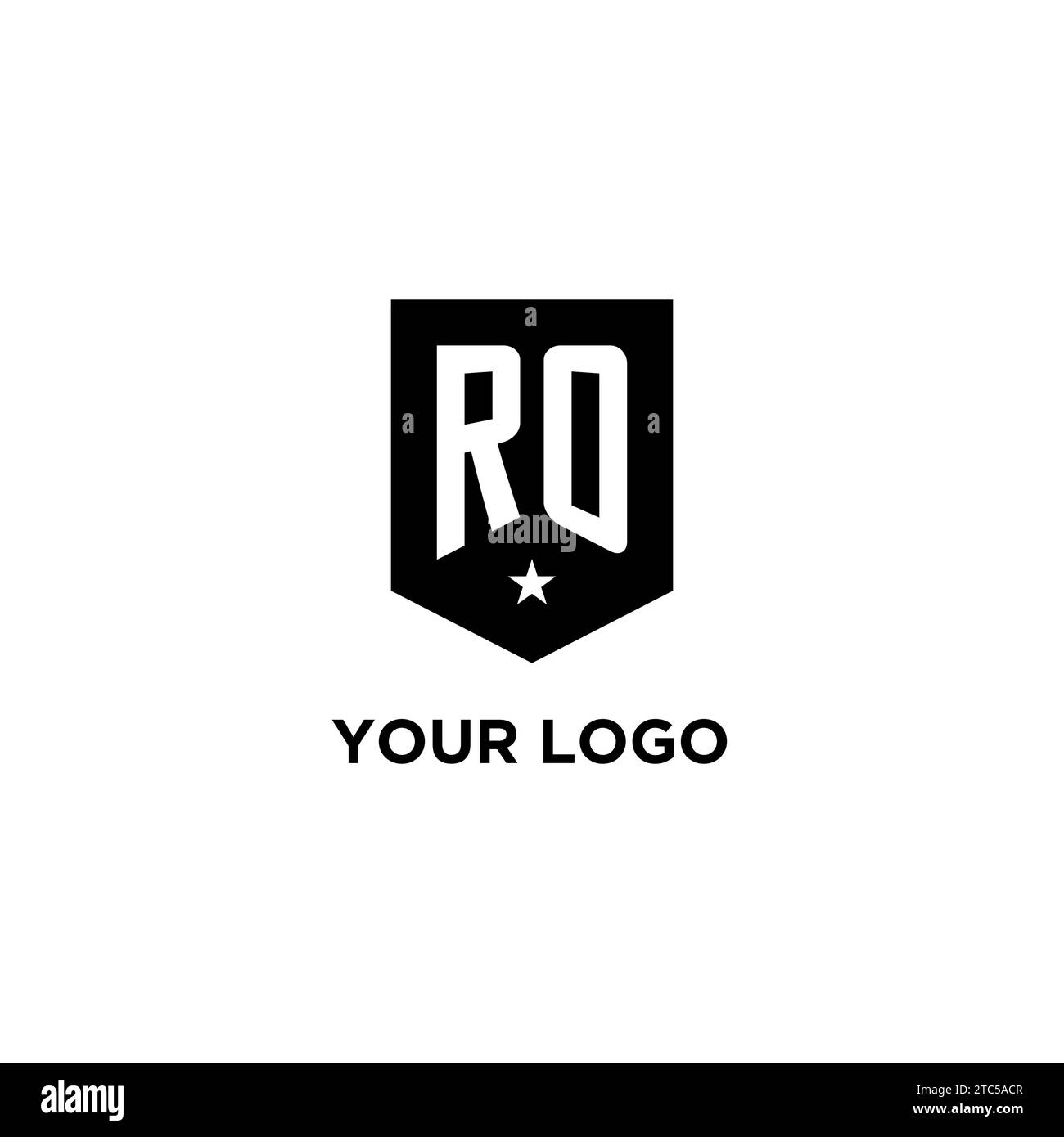 RO monogram initial logo with geometric shield and star icon design style ideas Stock Vector ...