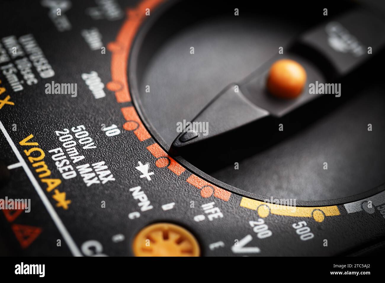 Dial for switching measurement modes of a digital mulimeter close-up ...