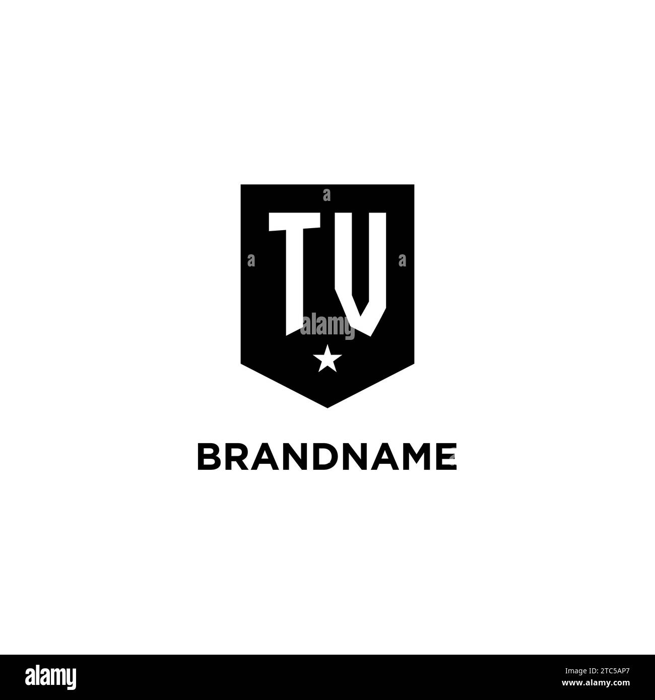 TV monogram initial logo with geometric shield and star icon design style ideas Stock Vector ...