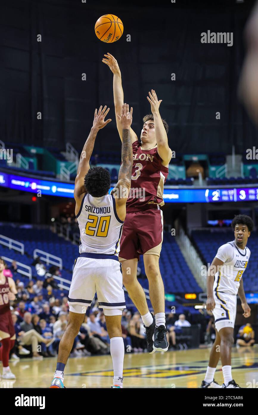 December 10, 2023: Elon University sophomore Max Mackinnon (3) shoots ...