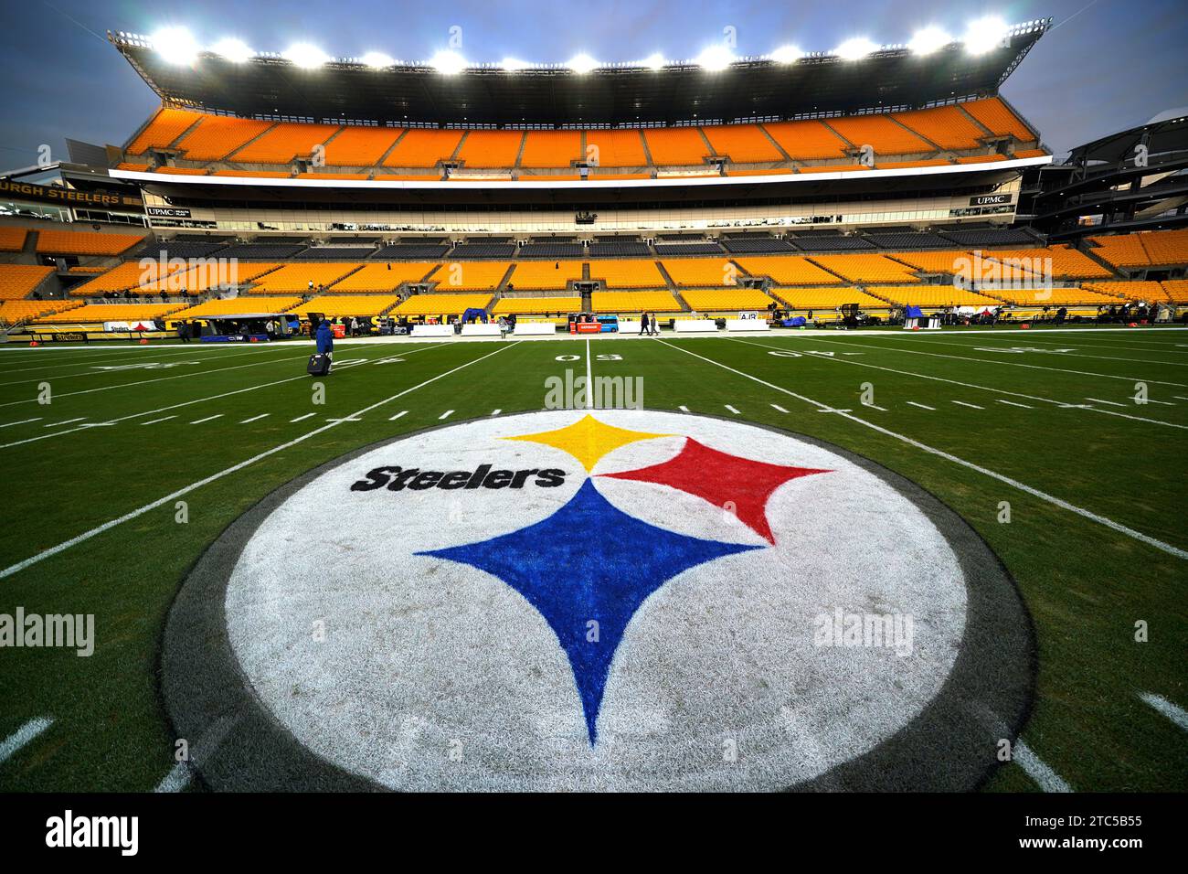 This is the Pittsburgh Steelers logo on field at Acrisure Stadium ...