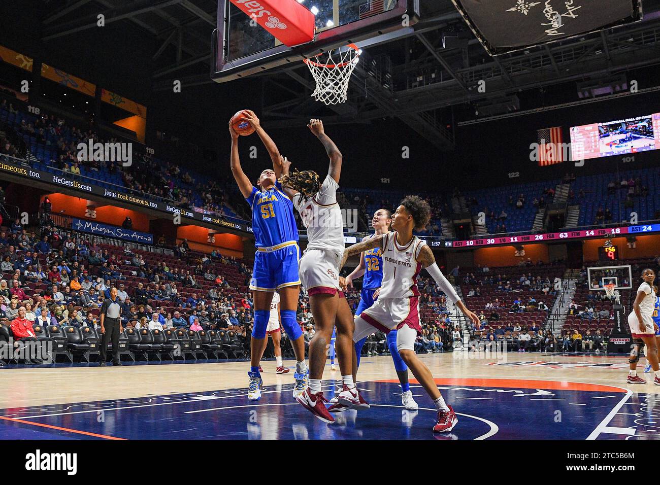 December 10, 2023: UCLA Bruins center Lauren Betts (51) rebounds the ...