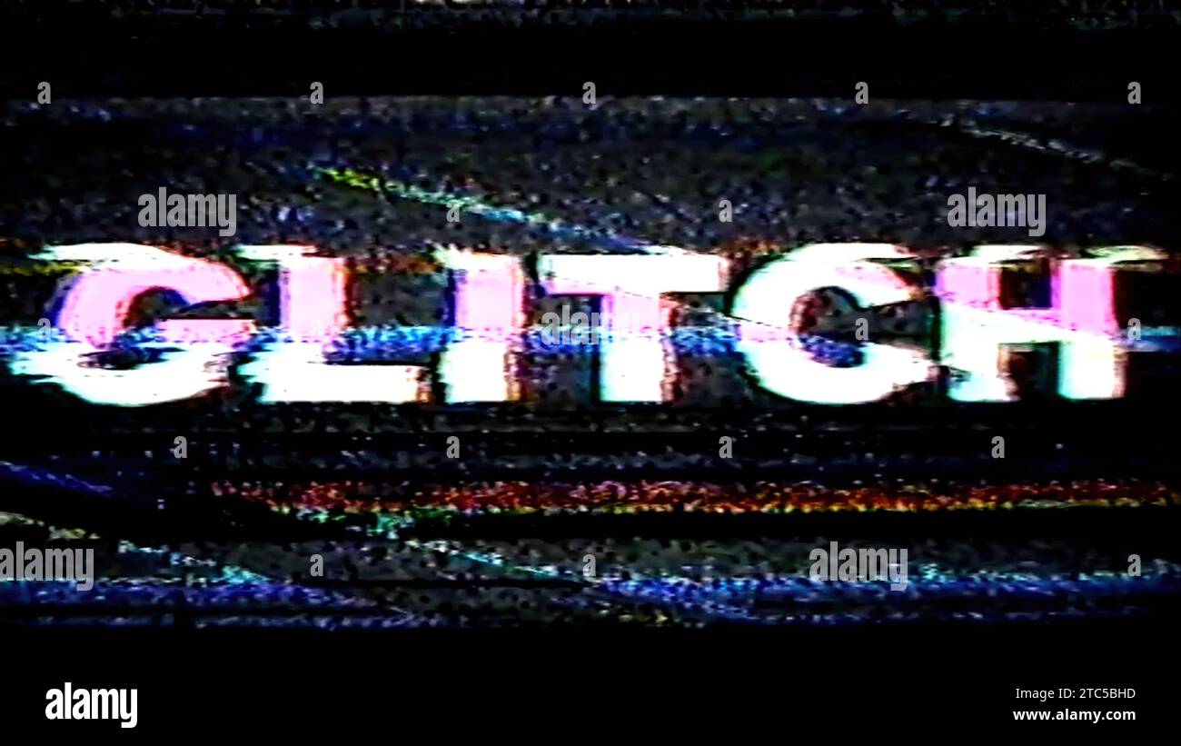 Glitch word analog distortio lettering grain noise Stock Photo - Alamy
