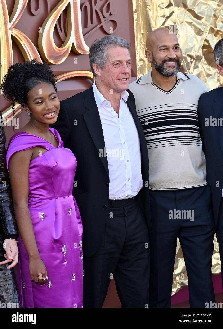 LOS ANGELES, USA. December 10, 2023: Calah Lane, Hugh Grant & Keegan ...