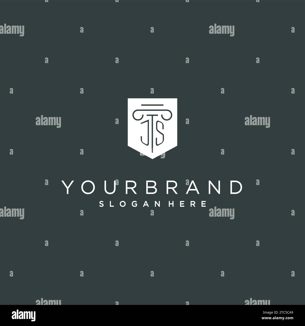 JS monogram with pillar and shield logo design, luxury and elegant logo ...