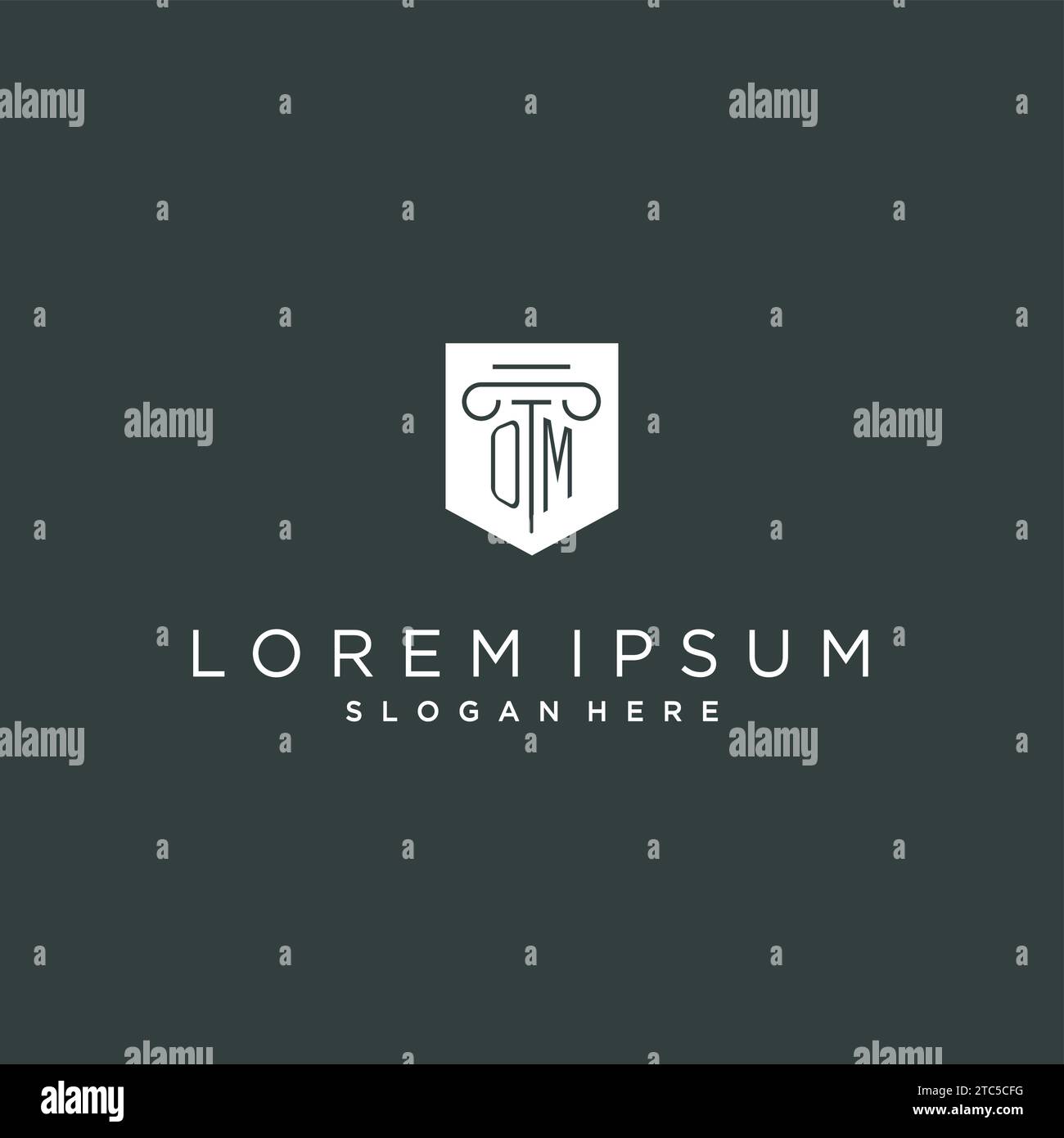OM monogram with pillar and shield logo design, luxury and elegant logo ...