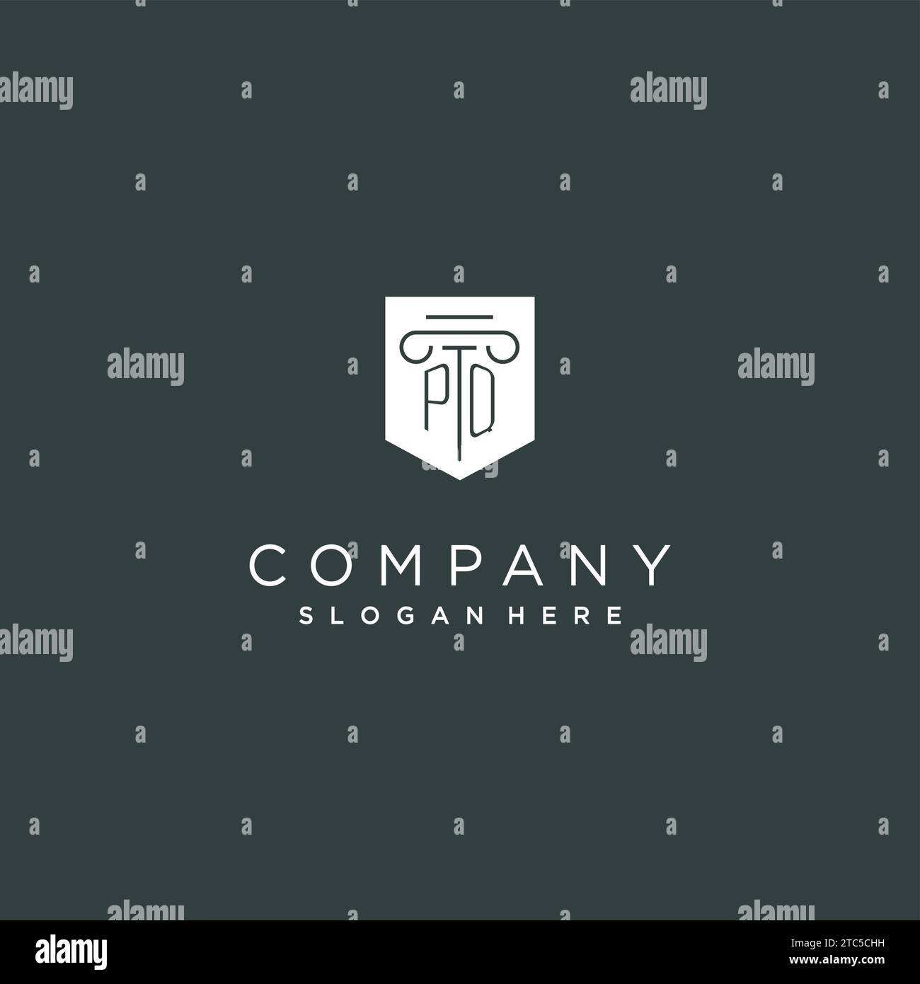 PQ monogram with pillar and shield logo design, luxury and elegant logo ...