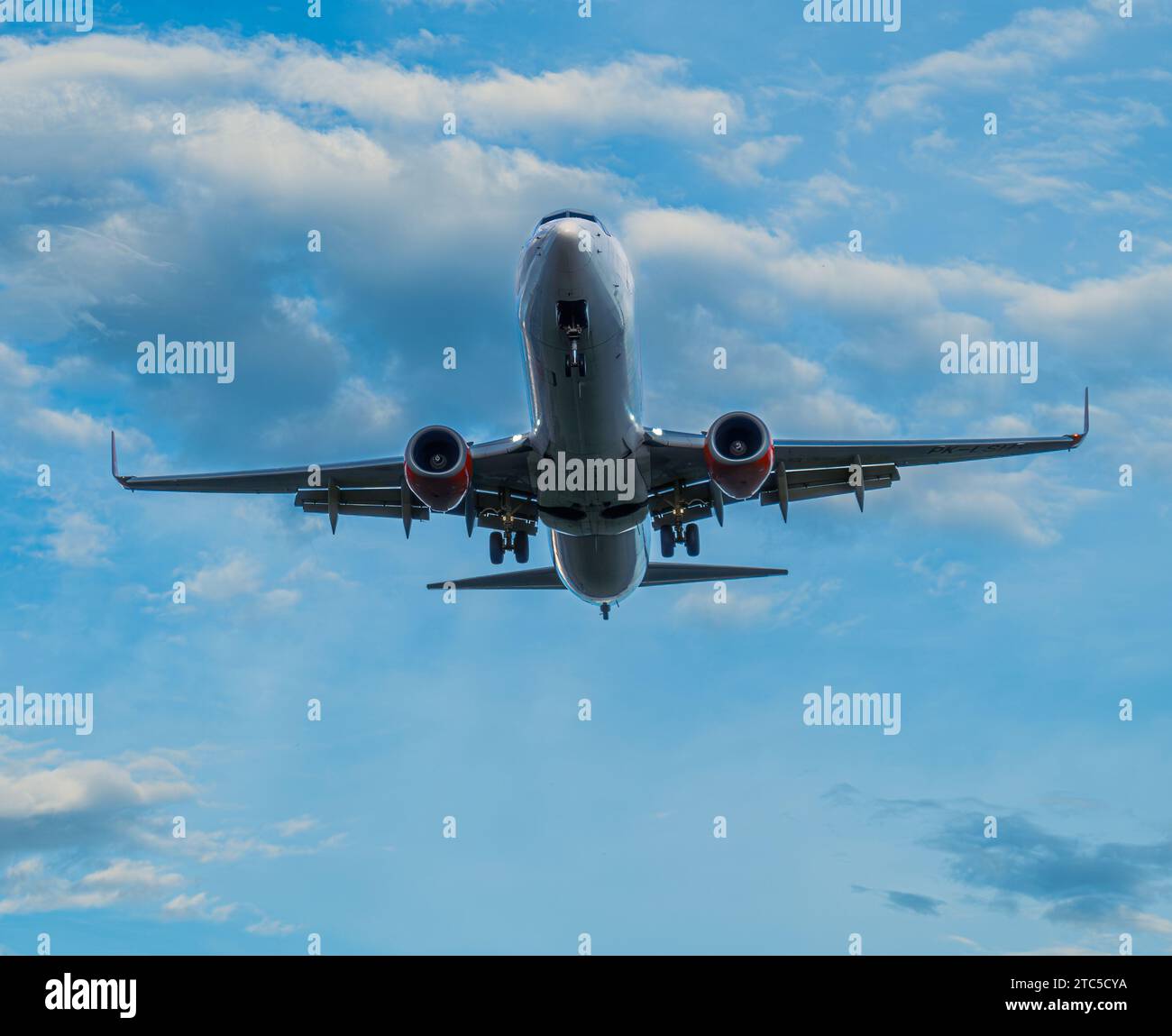 the Commercial Jet plane is lining up with the runway and maintain a ...