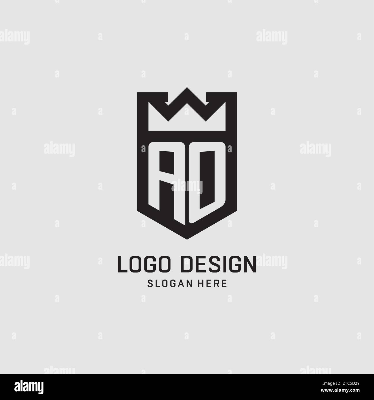 Initial AO logo shield shape, creative esport logo design vector ...