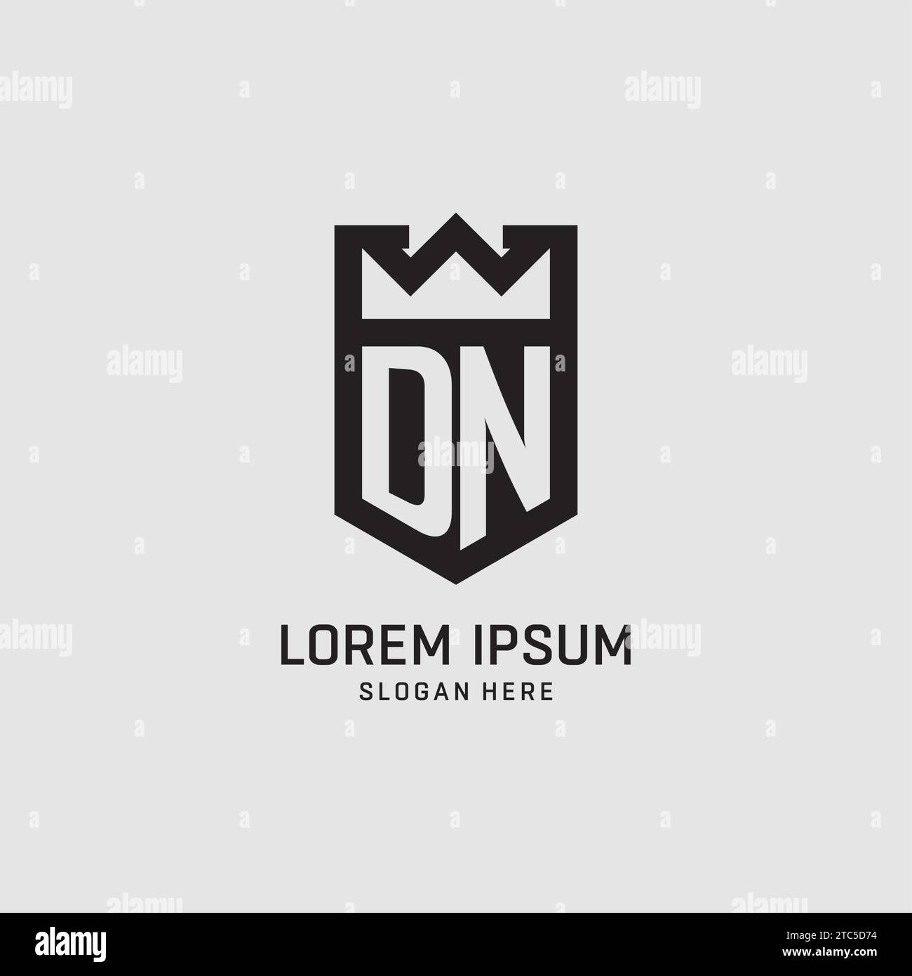 Initial DN logo shield shape, creative esport logo design vector ...