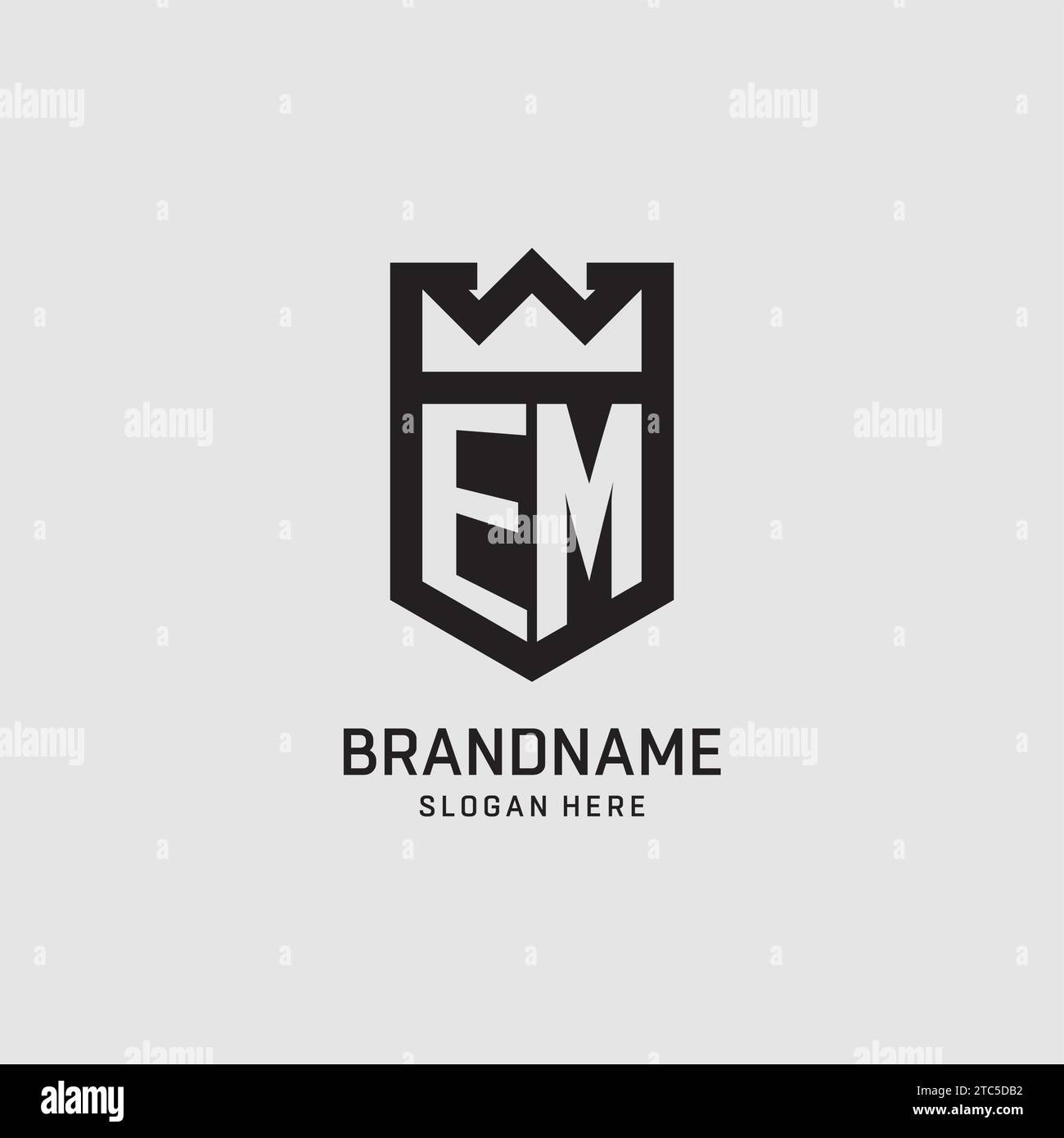 Initial EM logo shield shape, creative esport logo design vector ...