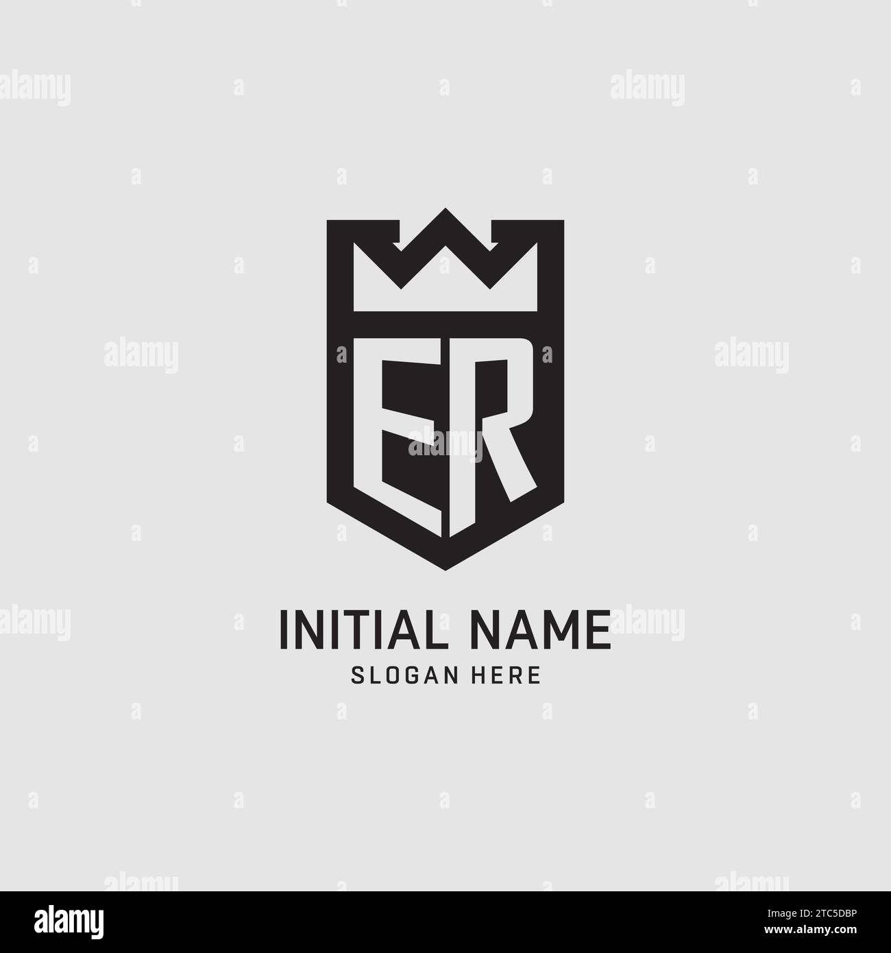Initial ER logo shield shape, creative esport logo design vector ...