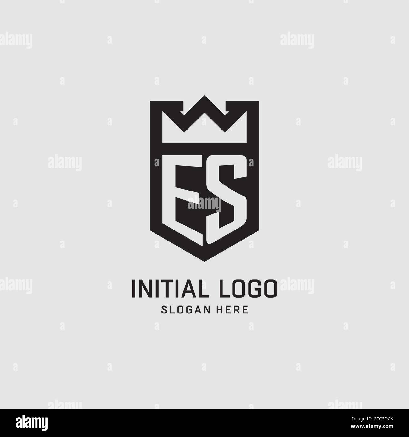 Initial ES logo shield shape, creative esport logo design vector ...
