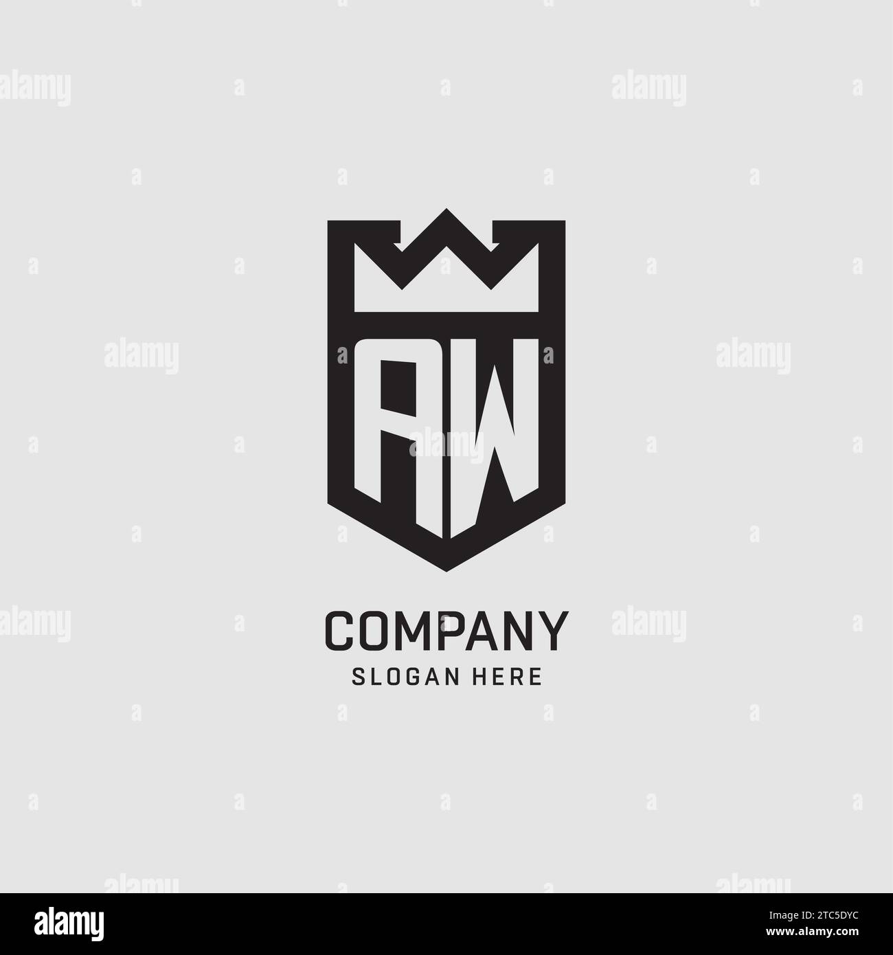 Initial AW logo shield shape, creative esport logo design vector ...