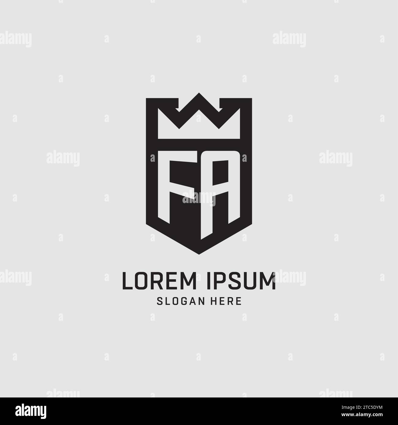 Initial Fa Logo Shield Shape Creative Esport Logo Design Vector
