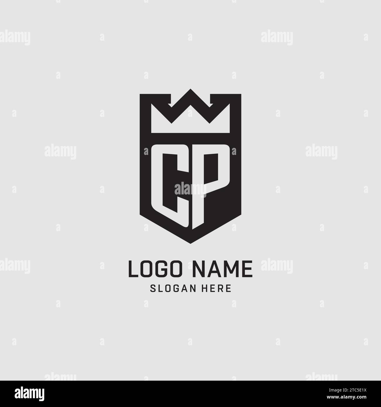 Initial CP logo shield shape, creative esport logo design vector ...