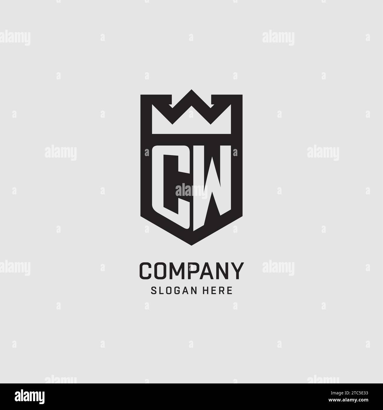 Initial CW logo shield shape, creative esport logo design vector ...