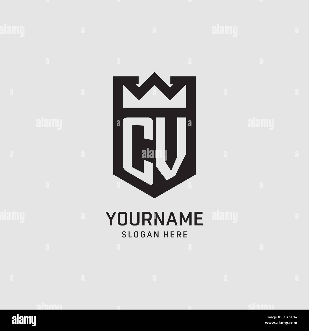 Initial CV logo shield shape, creative esport logo design vector ...