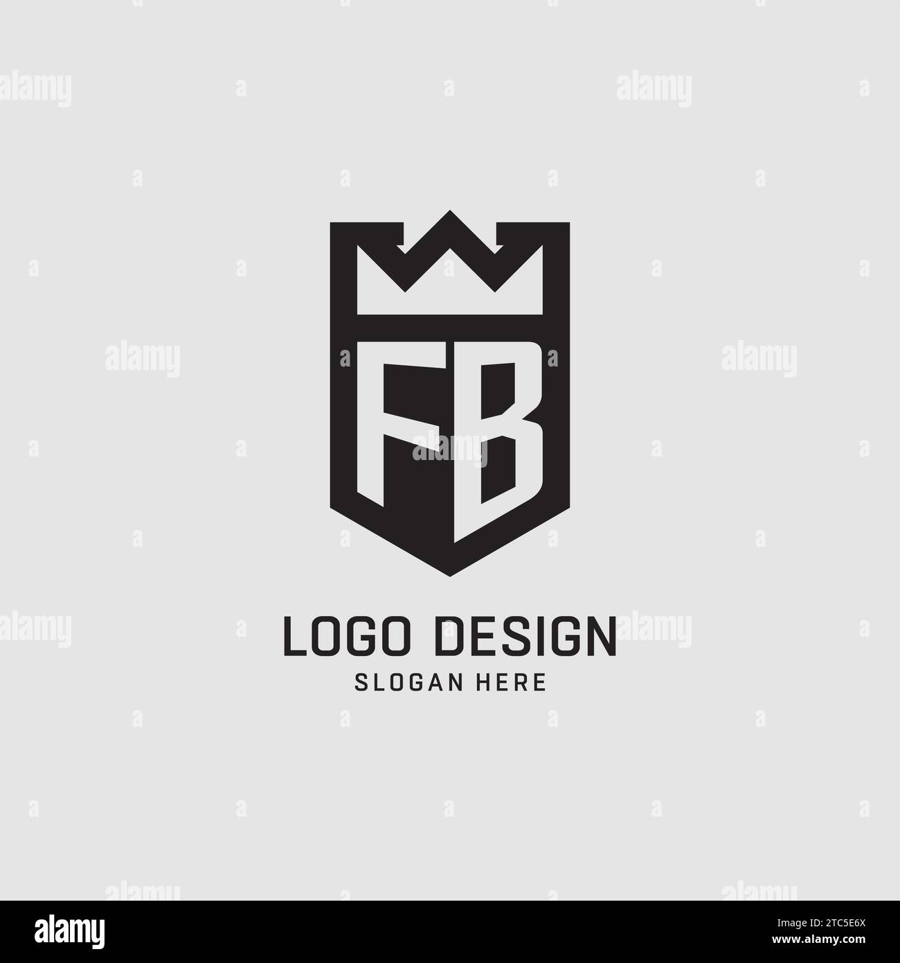 Initial FB logo shield shape, creative esport logo design vector ...