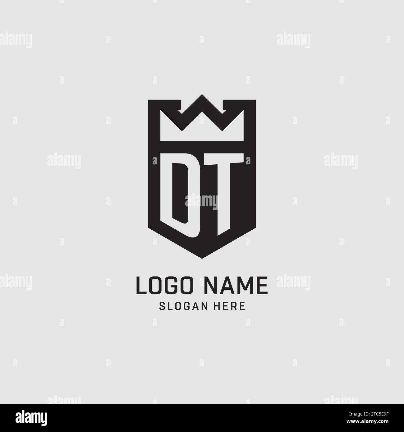 Initial DT logo shield shape, creative esport logo design vector ...