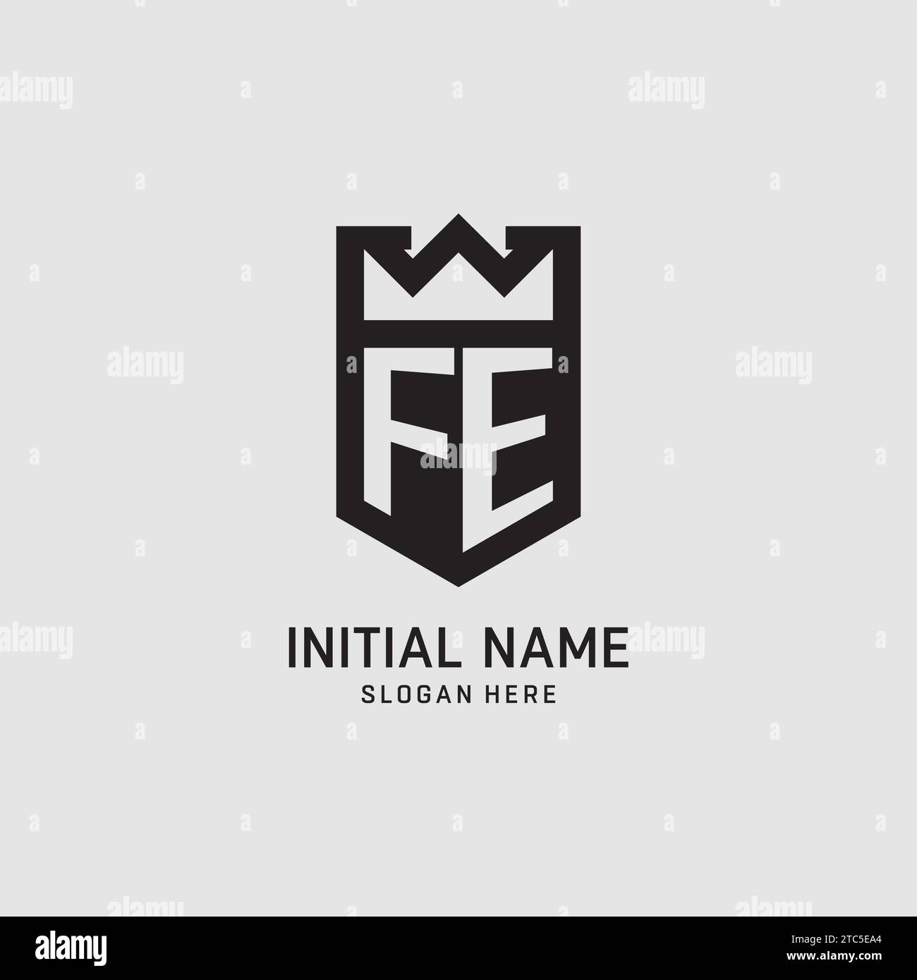 Initial FE logo shield shape, creative esport logo design vector ...