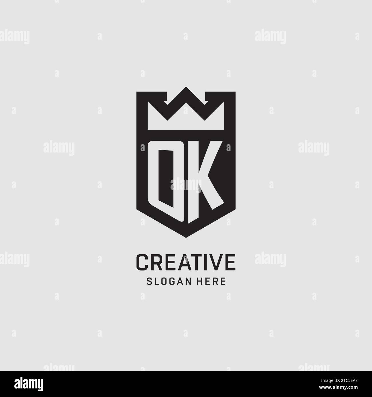 Initial OK logo shield shape, creative esport logo design vector ...