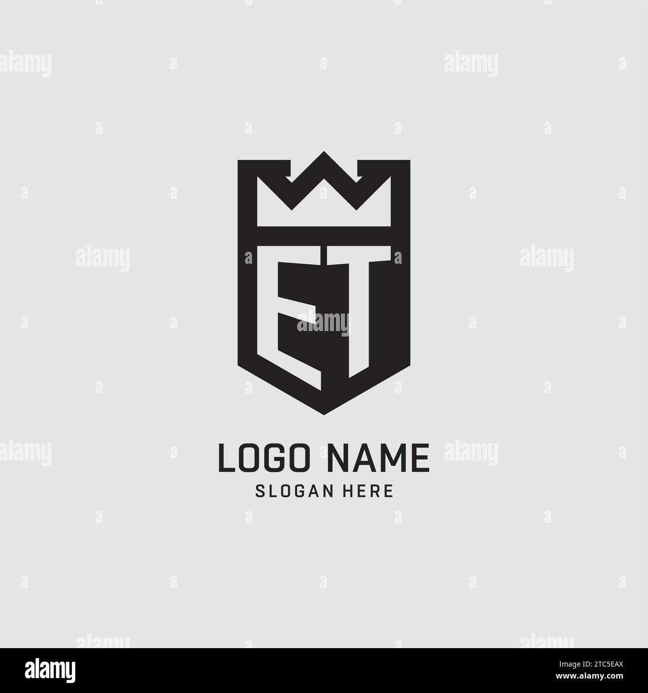 Initial ET logo shield shape, creative esport logo design vector ...