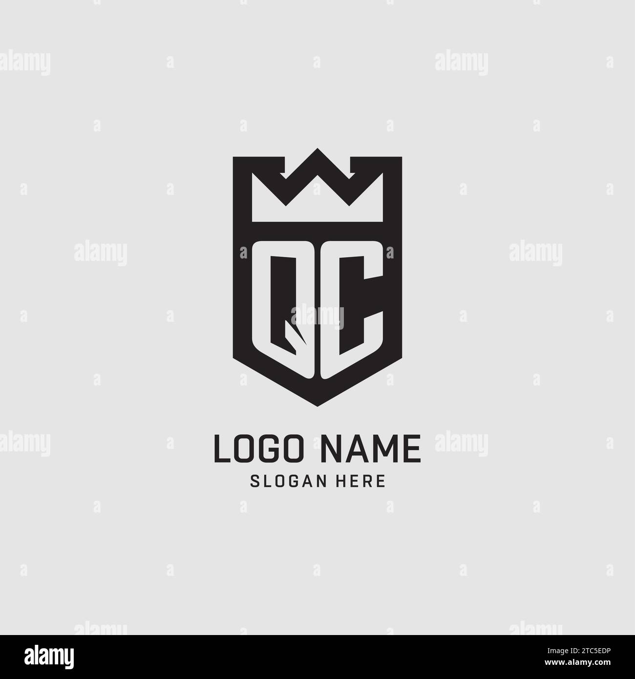 Initial QC logo shield shape, creative esport logo design vector ...