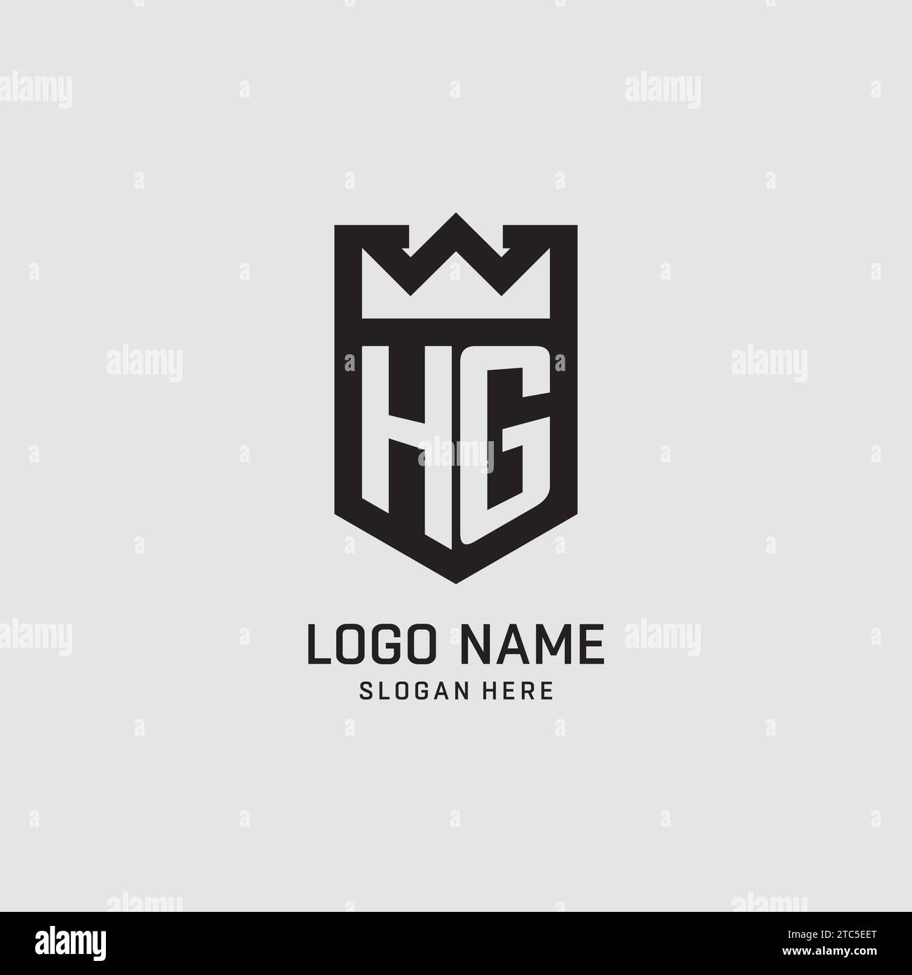 Initial HG logo shield shape, creative esport logo design vector ...