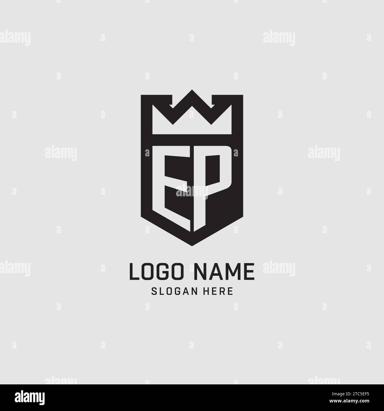 Initial EP logo shield shape, creative esport logo design vector ...