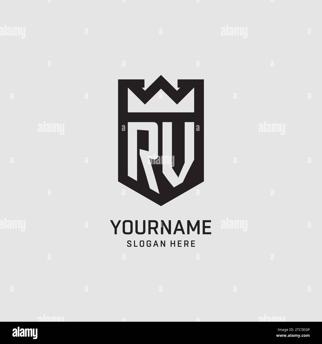Initial RV logo shield shape, creative esport logo design vector graphic Stock Vector Image ...