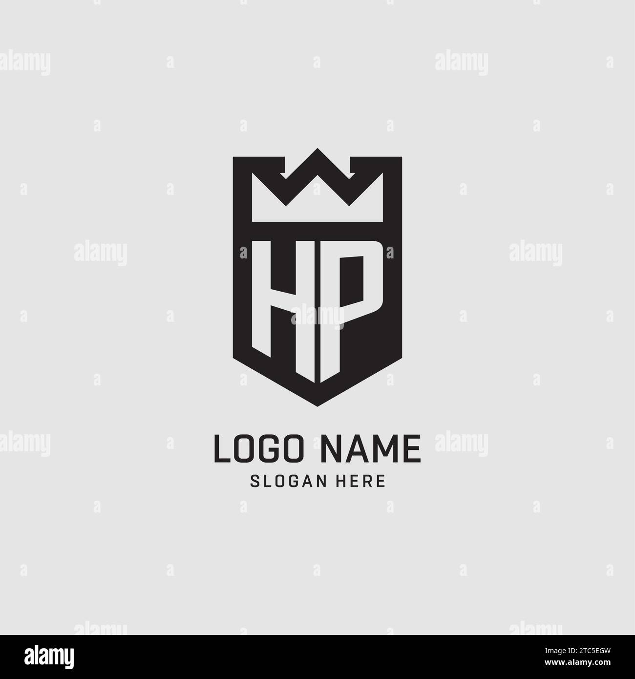 Initial HP logo shield shape, creative esport logo design vector ...