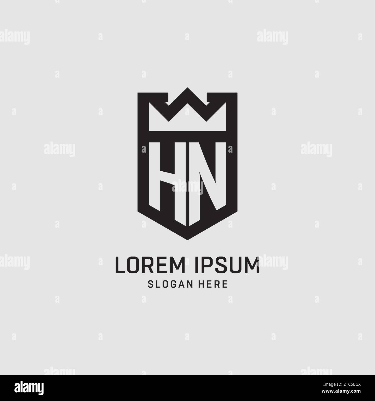 Initial HN logo shield shape, creative esport logo design vector ...