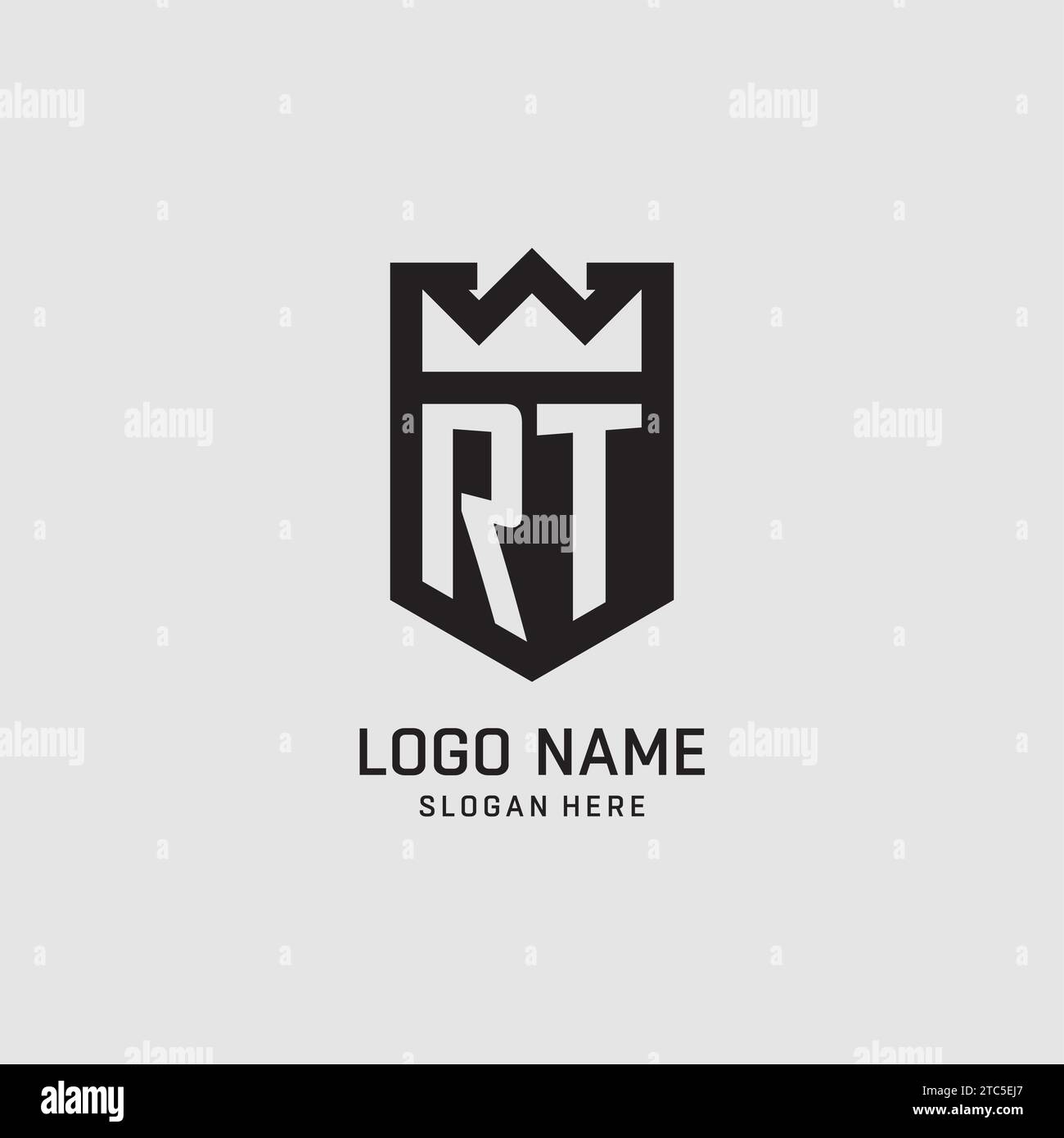Initial RT logo shield shape, creative esport logo design vector ...