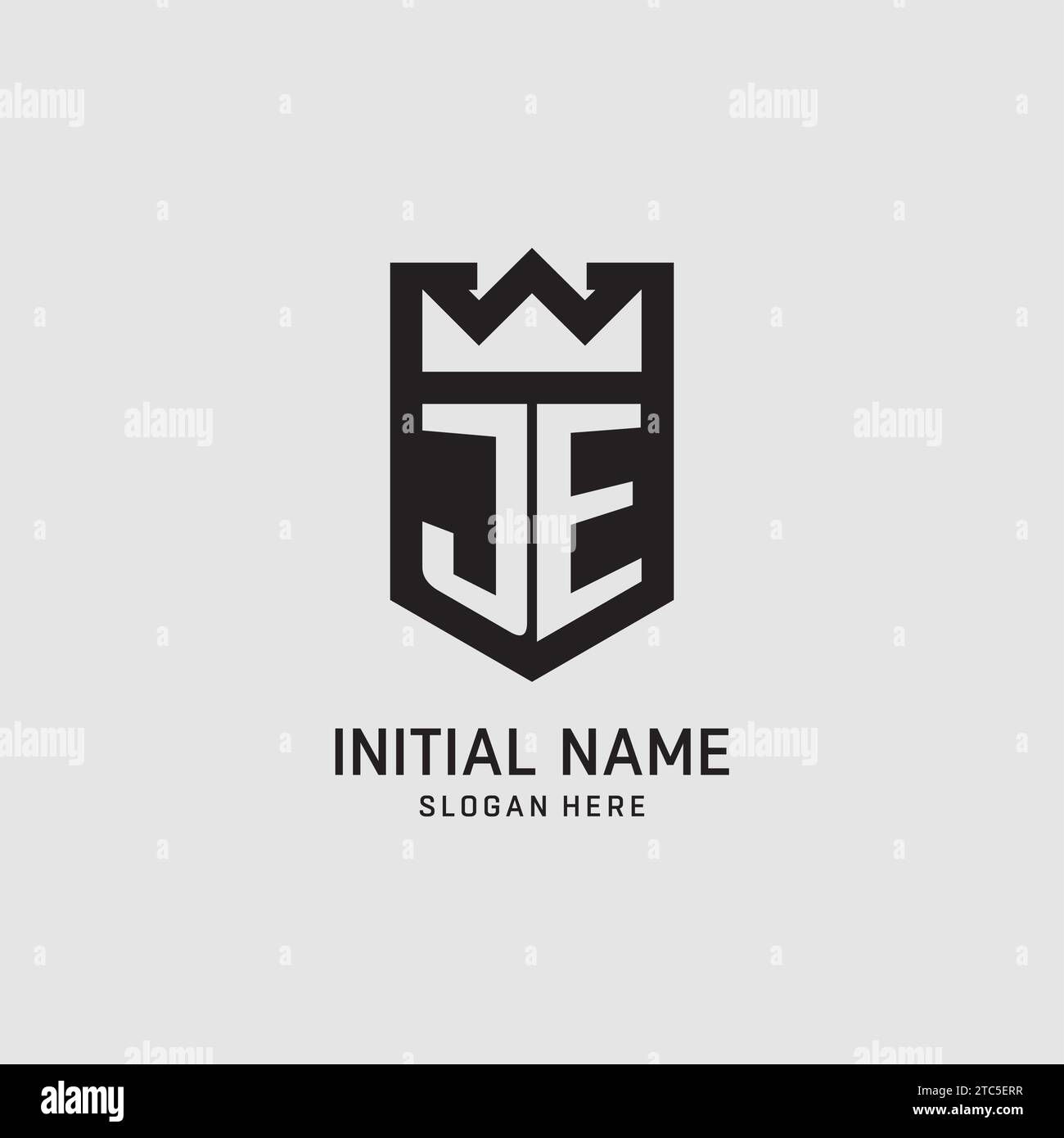 Initial JE logo shield shape, creative esport logo design vector ...