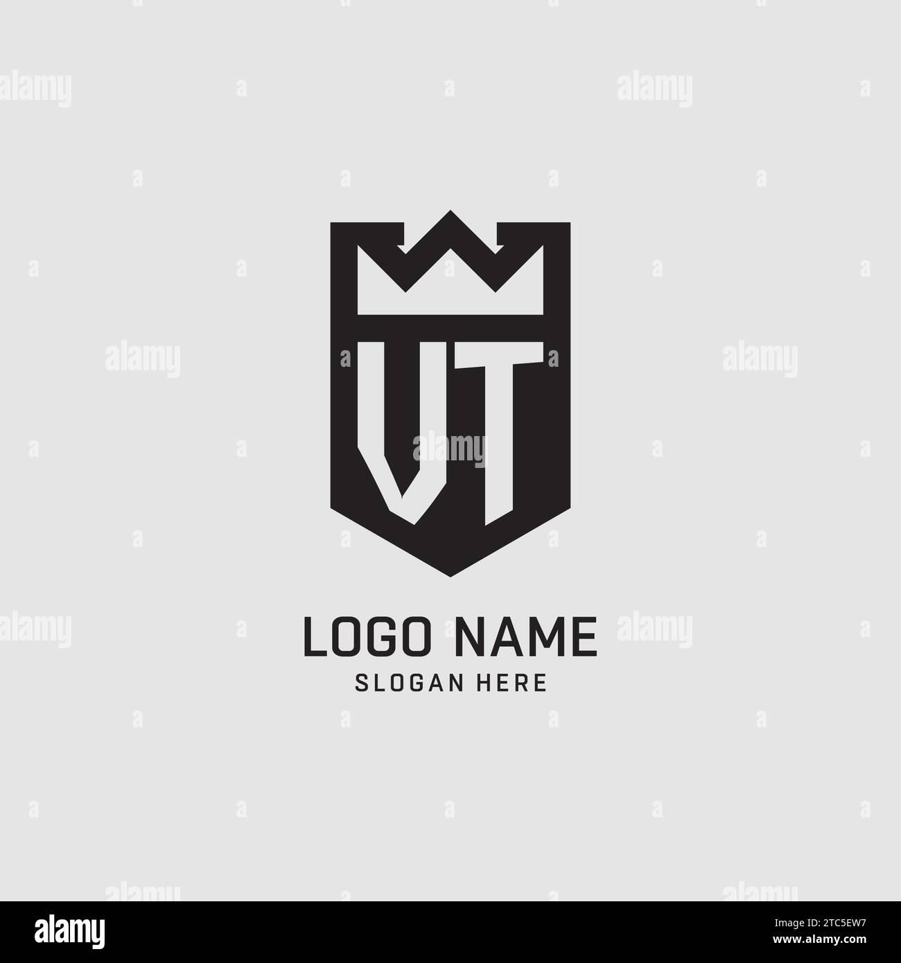 Initial VT logo shield shape, creative esport logo design vector ...