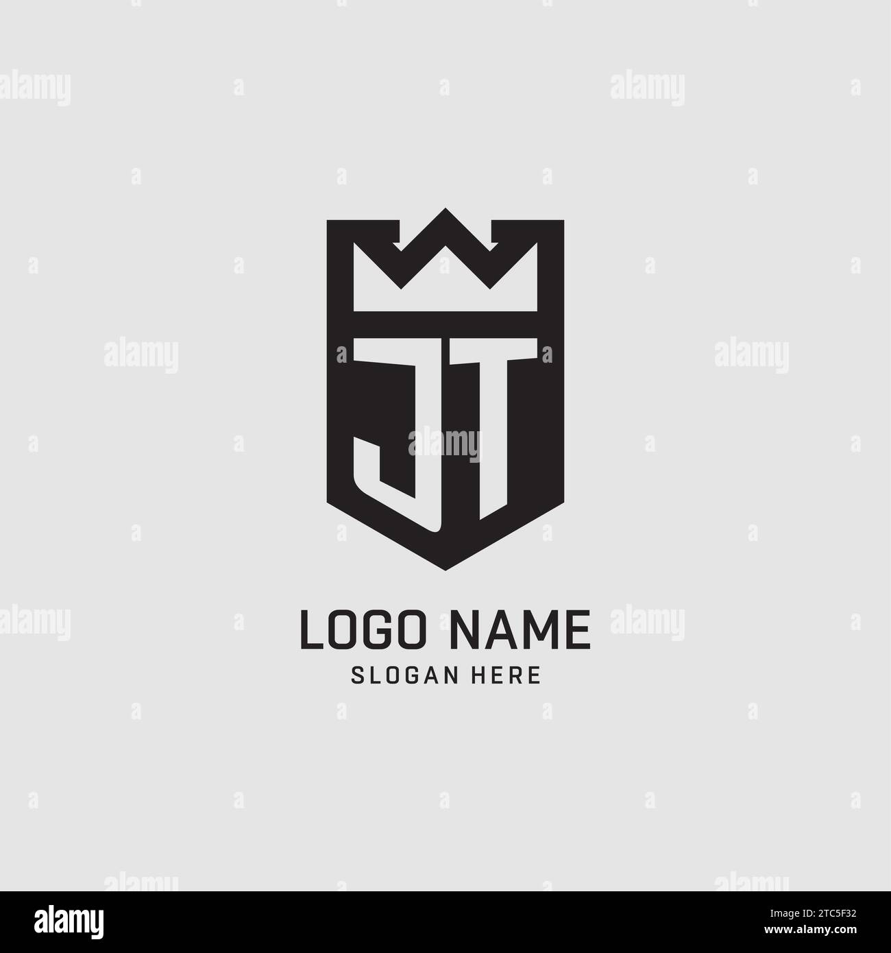 Initial JT logo shield shape, creative esport logo design vector ...