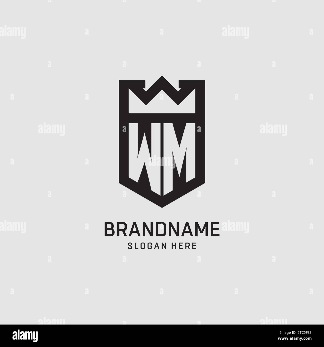 Initial WM logo shield shape, creative esport logo design vector ...