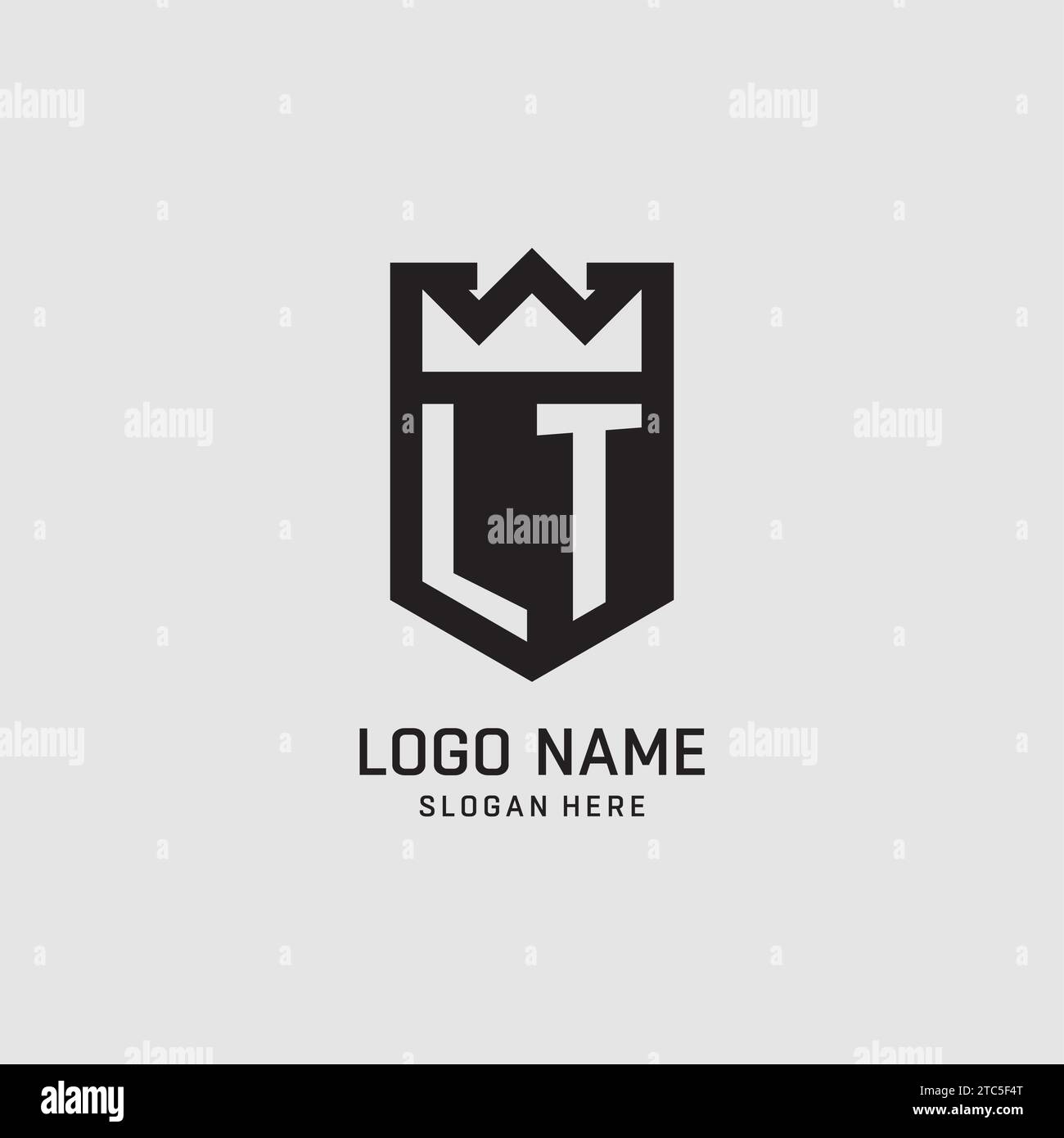 Initial Lt Logo Shield Shape Creative Esport Logo Design Vector Graphic Stock Vector Image