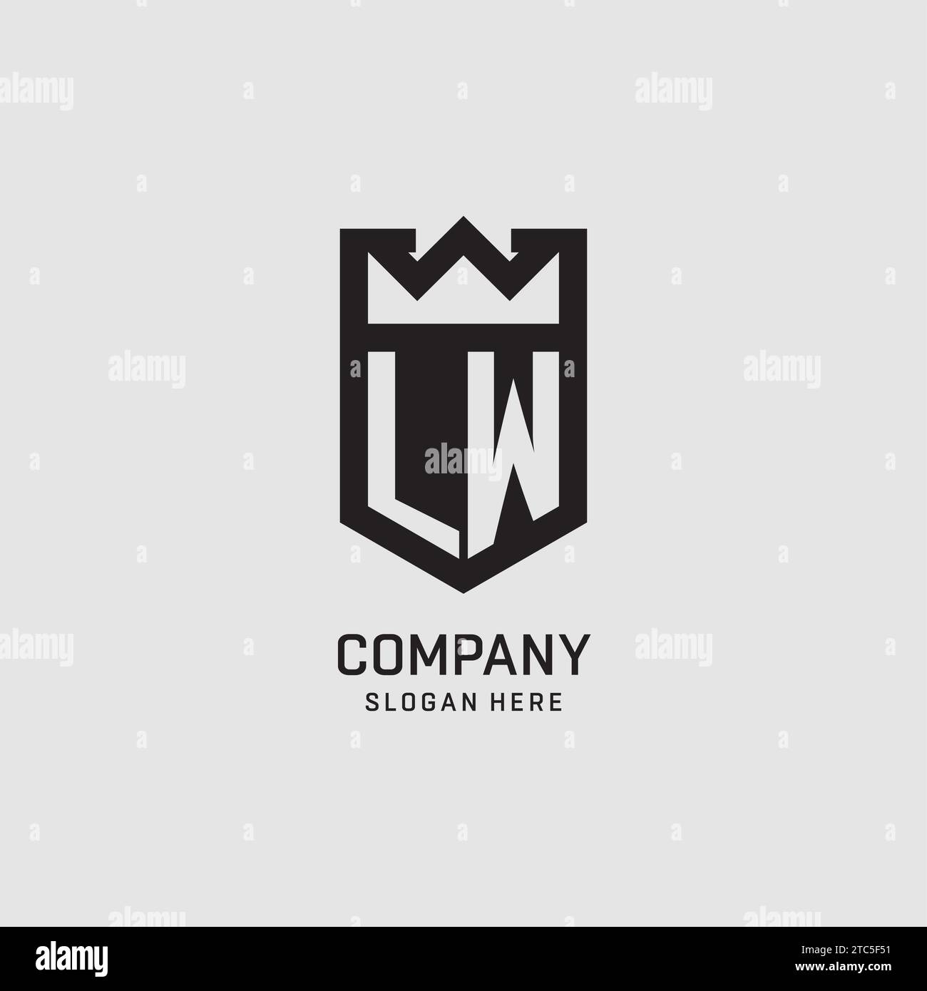 Initial LW logo shield shape, creative esport logo design vector ...