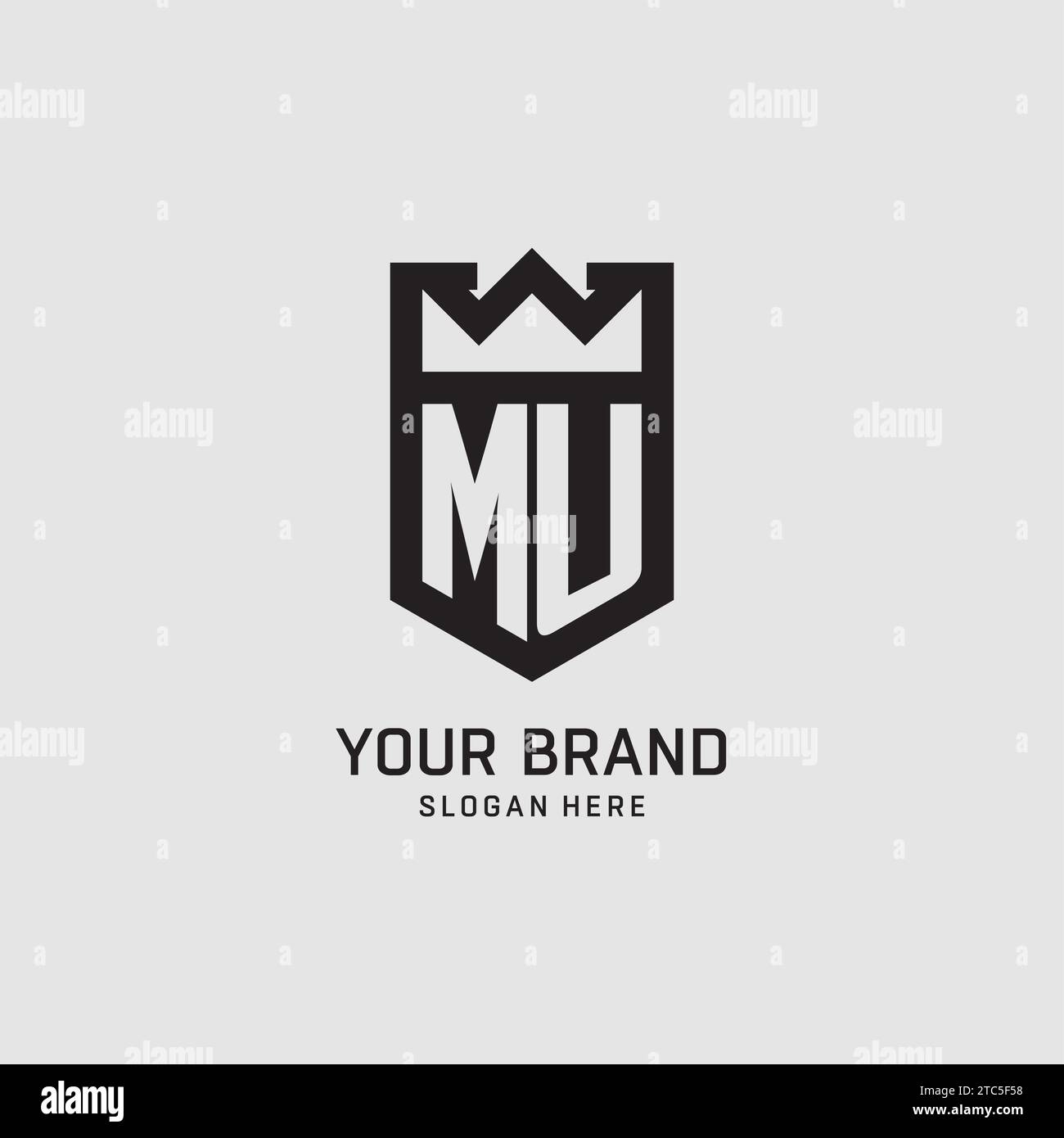 Initial MU logo shield shape, creative esport logo design vector ...