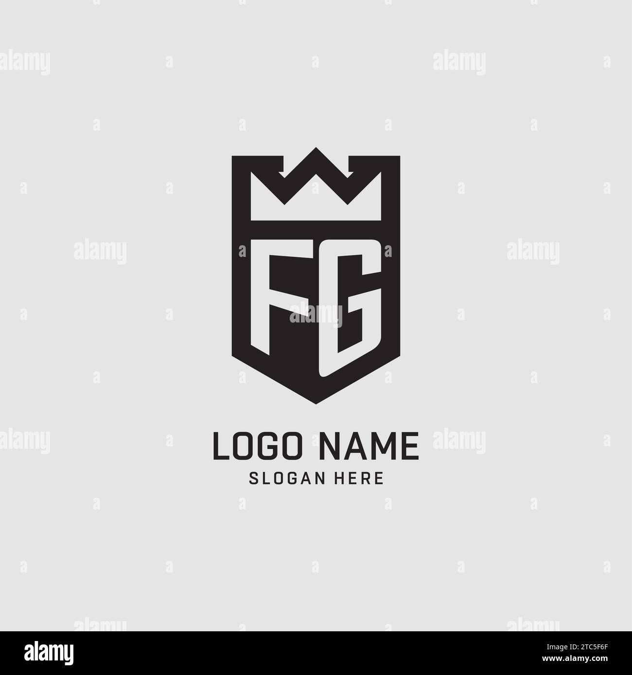 Initial FG logo shield shape, creative esport logo design vector graphic Stock Vector Image ...