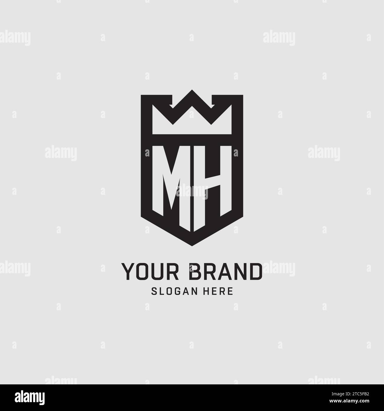 Initial MH logo shield shape, creative esport logo design vector ...