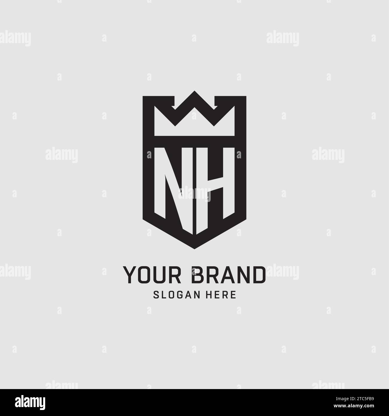 Initial NH logo shield shape, creative esport logo design vector graphic Stock Vector Image ...